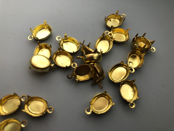 12 Brass 10 Mm X 8 Mm Oval Pendant Settings - Etsy