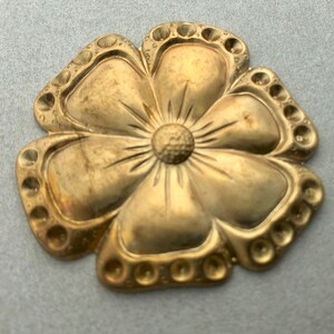 Large Raw Brass Flower With Settings - Heavy Brass - Pansy - Etsy