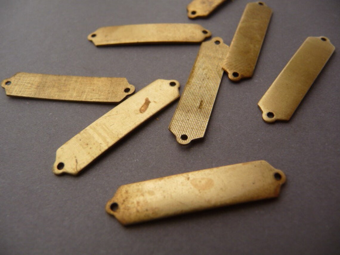 12 Brass Logo Tags - Label or Frame - ID Bracelet - Etsy