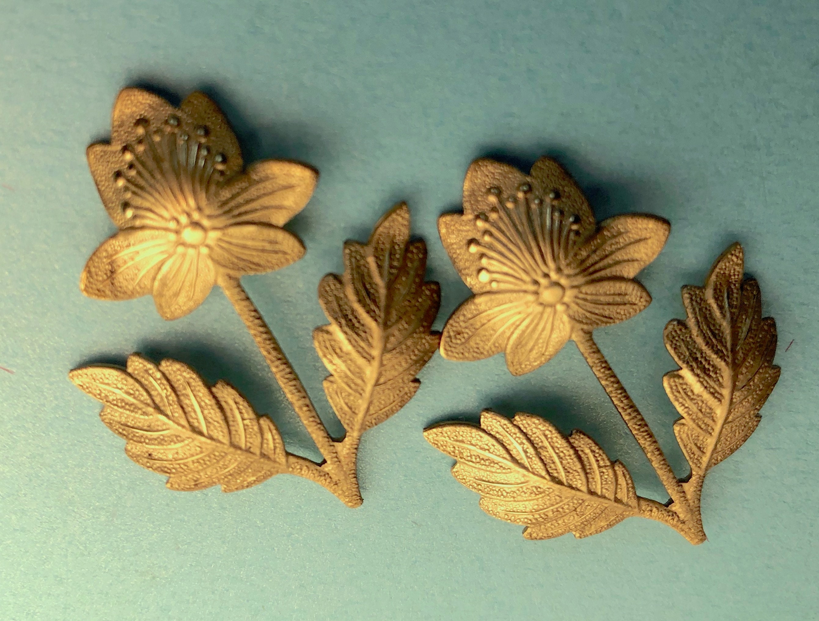 Ornate Flower Branch Stamping Brass - Etsy