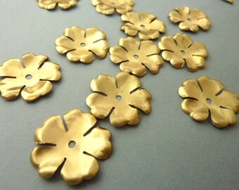 6 Brass Flower Stampings for Rivets or Layering Five Petals | Etsy