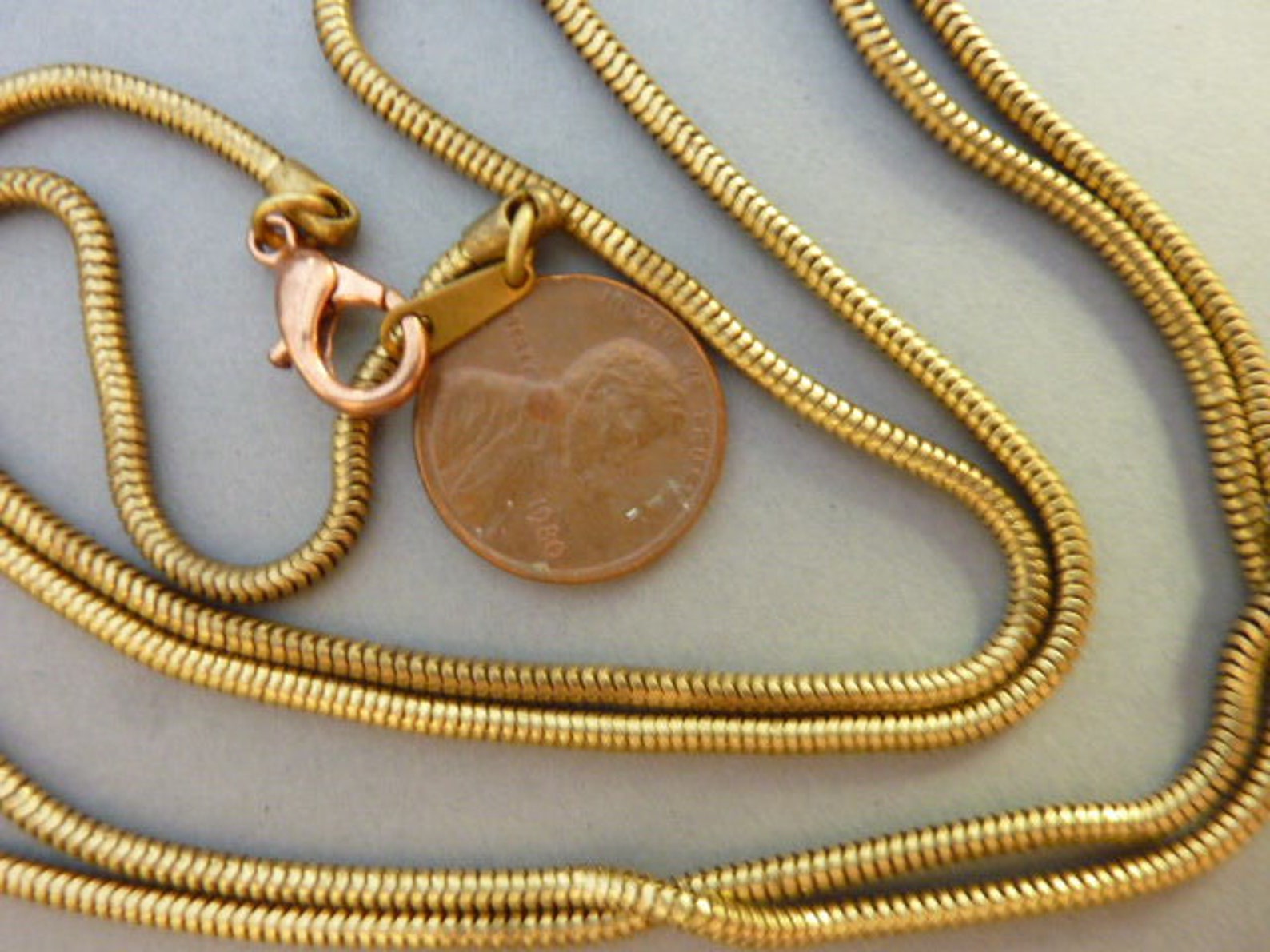 Snake Chain Necklace Complete Vintage Brass 36 Inches - Etsy
