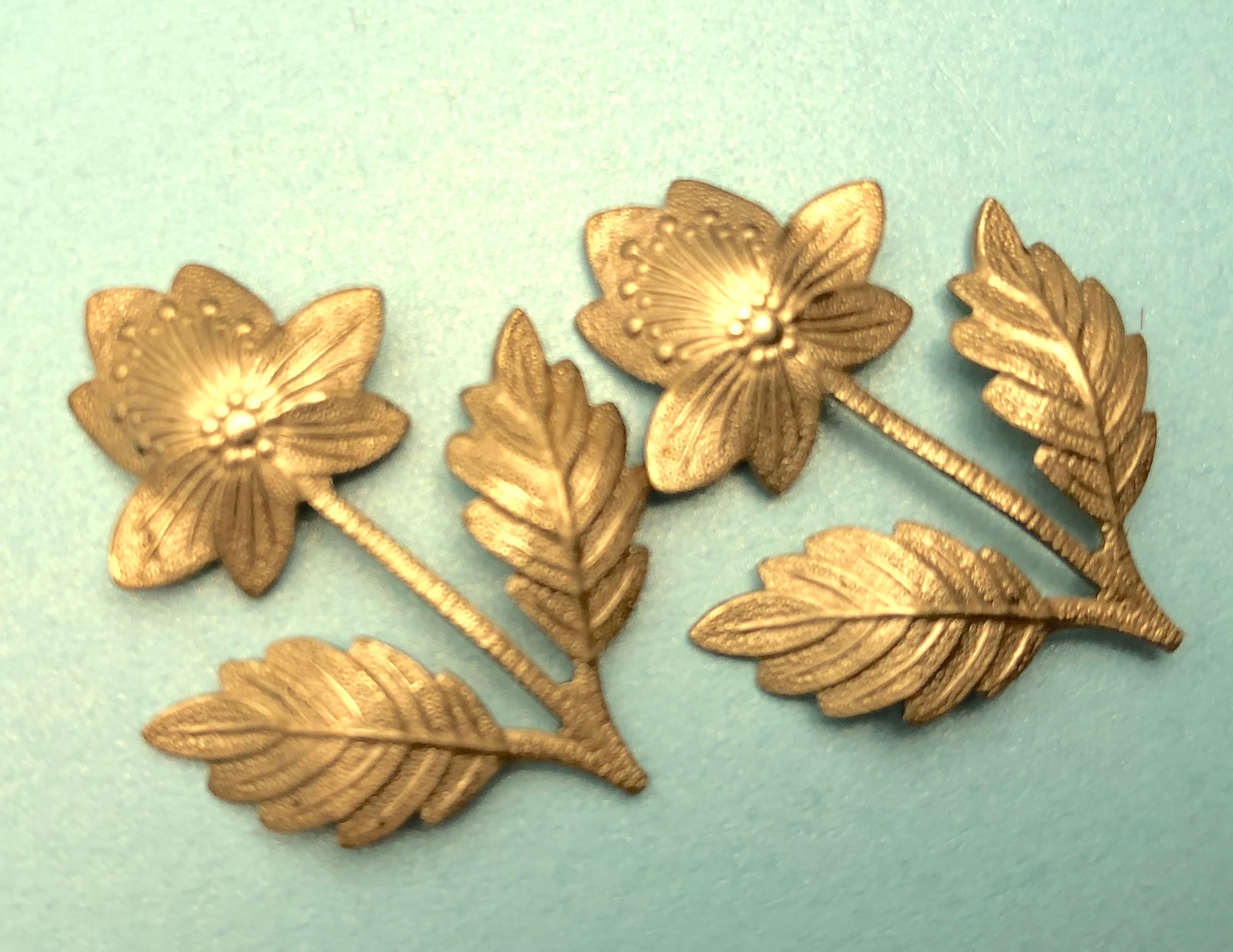 Ornate Flower Branch Stamping Brass - Etsy