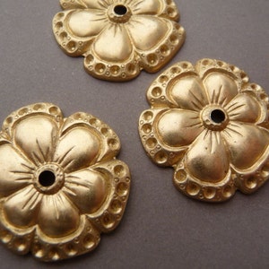 2 Raw Brass Flowers With Settings - Heavy Brass - Pansy - Etsy