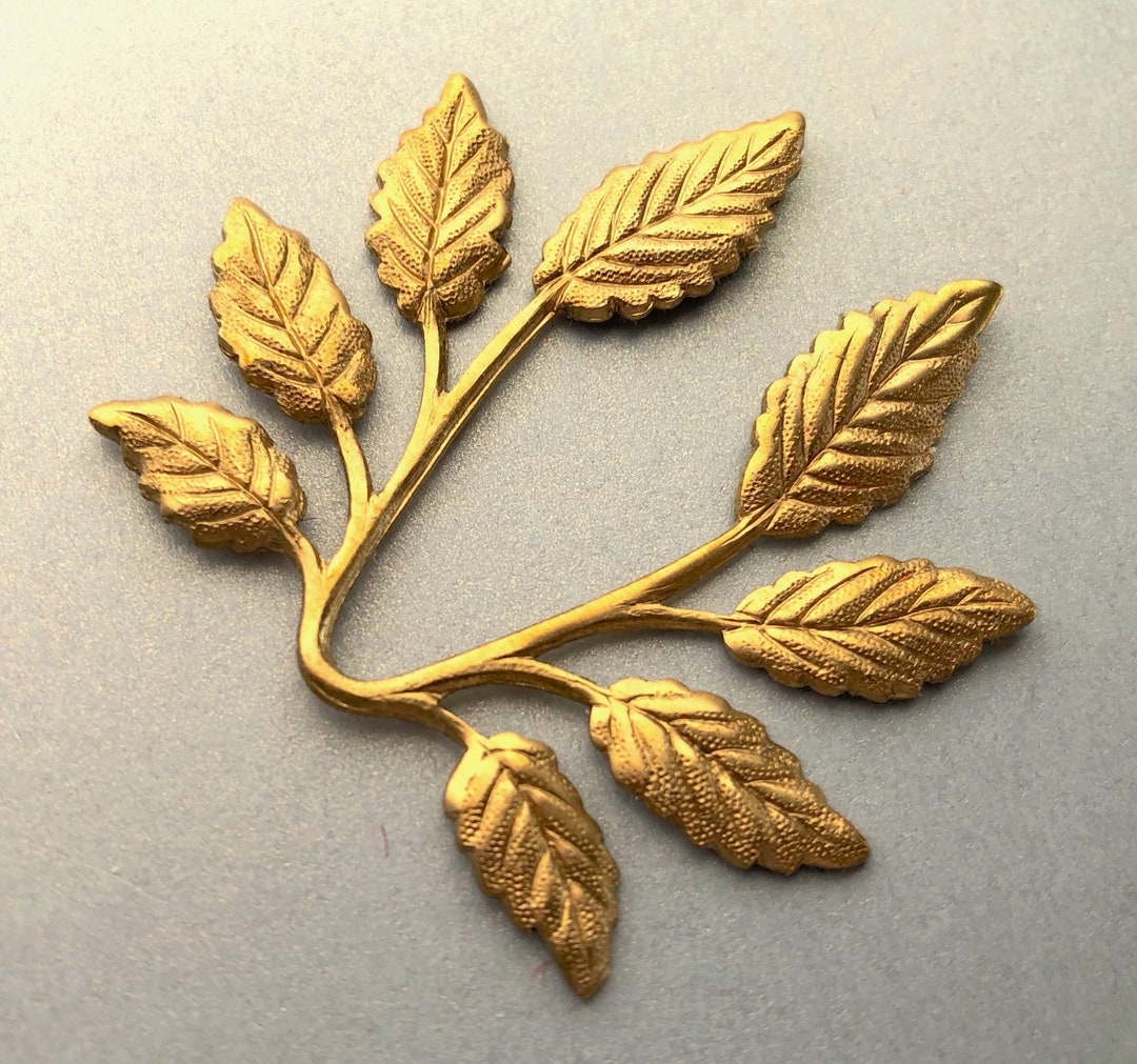 Large Brass Leaf Branch Long Detailed - Etsy