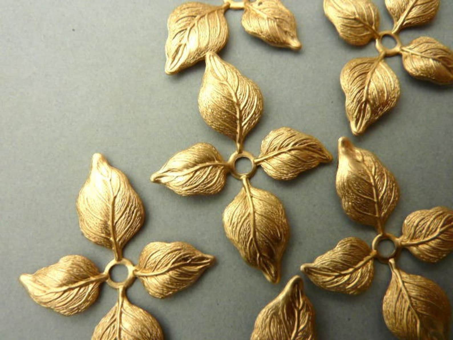 6 Detailed Four-leaf Brass Rivet Findings - Small - Etsy