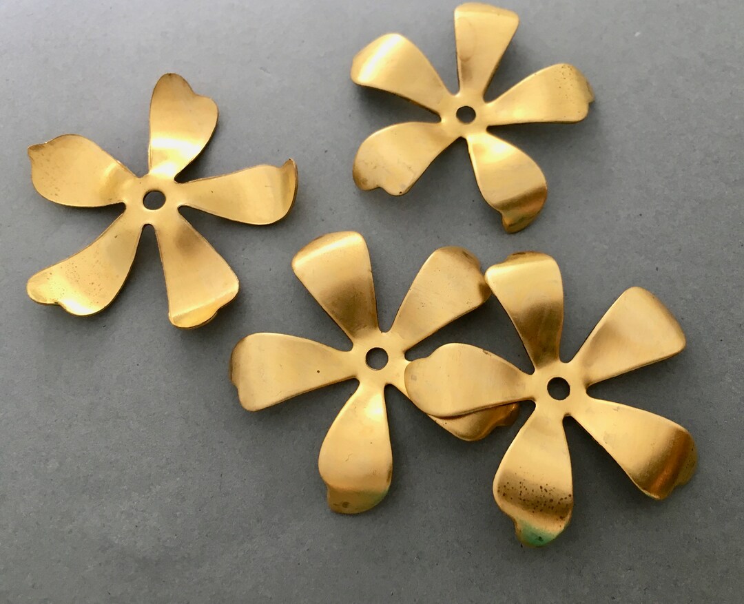 3 Brass Five Petal Flowers for Rivets or Layering - Etsy