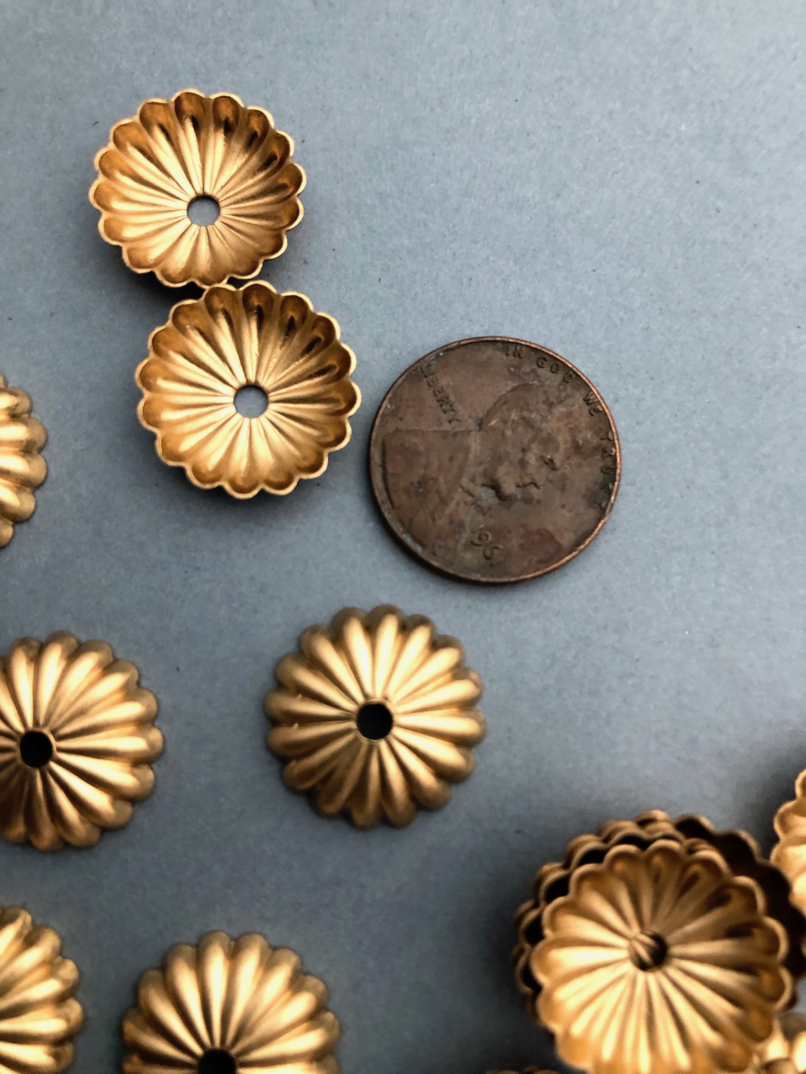 12 Ridged Bead Caps Large Brass | Etsy