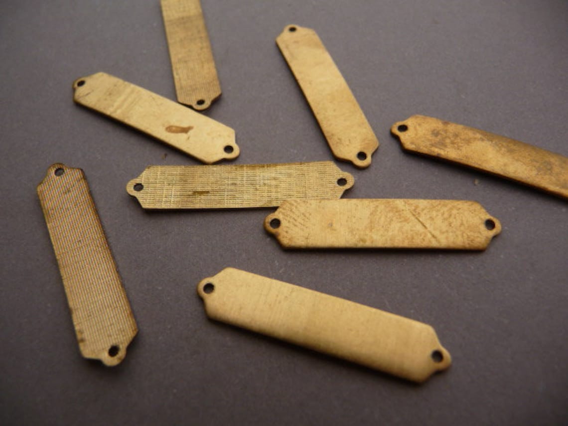 12 Brass Logo Tags - Label or Frame - ID Bracelet - Etsy