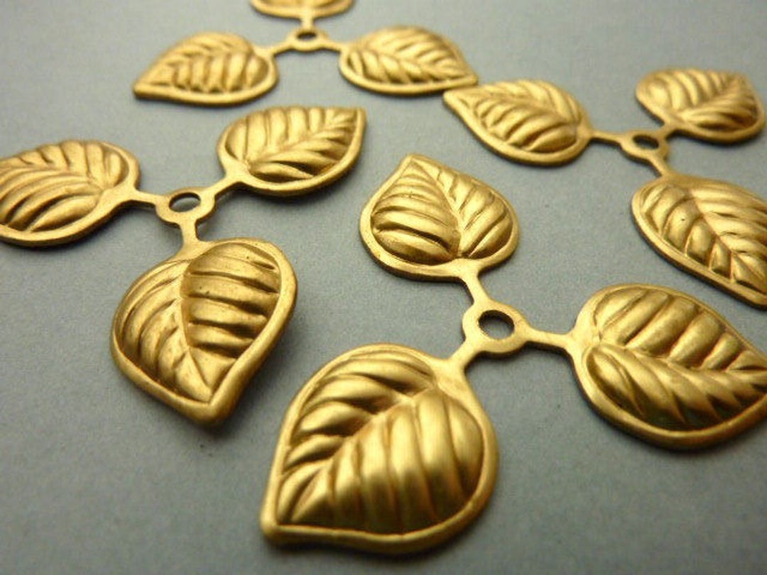 6 Brass Three-leaf Branch - Large - Etsy