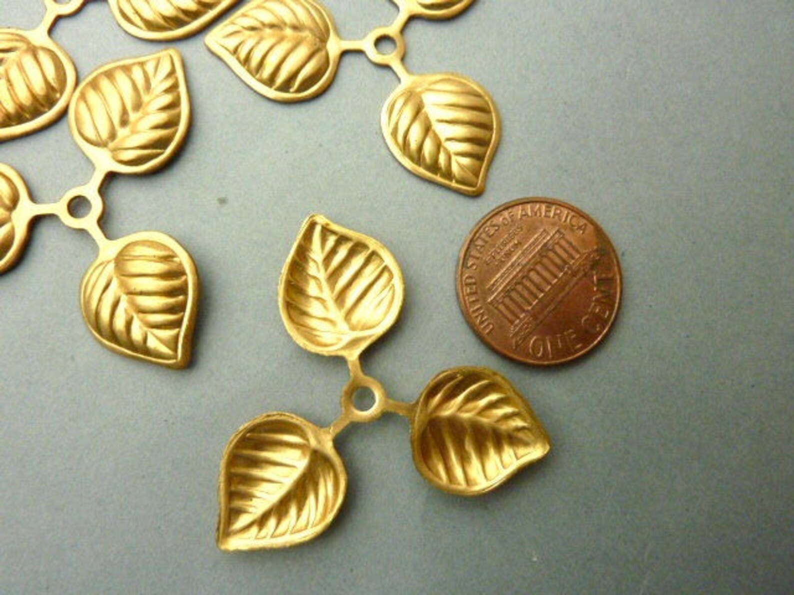 6 Brass Three-leaf Branch Large - Etsy