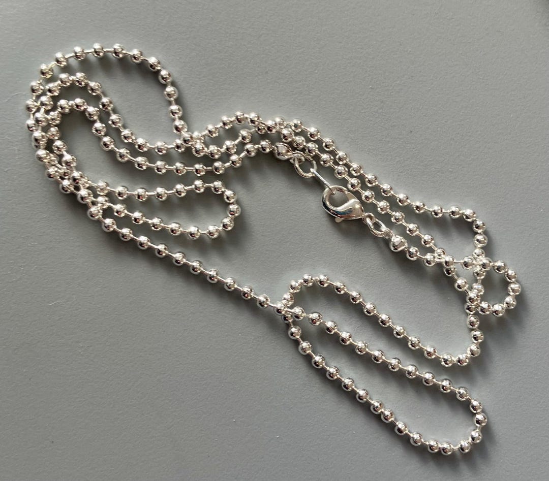 Silver Ball Chain Necklace - Silver Plated Brass - Vintage 24 In - Etsy