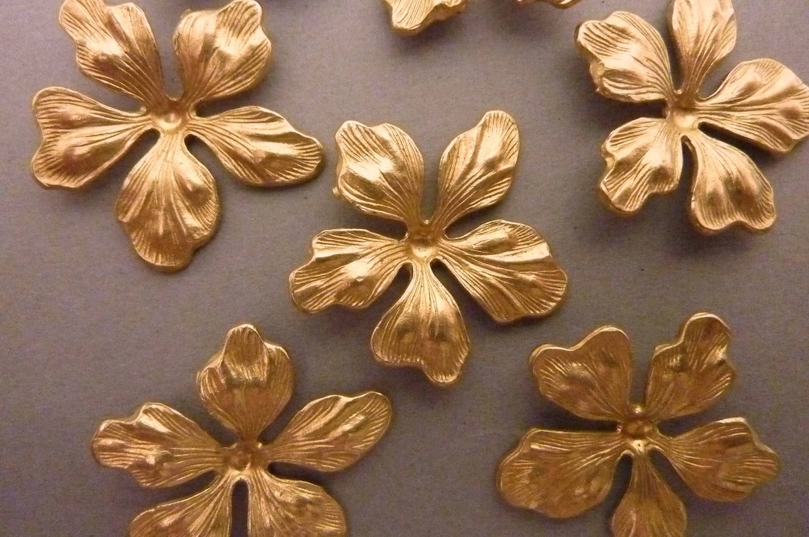 6 Ornate Brass Flower - Detailed - Etsy