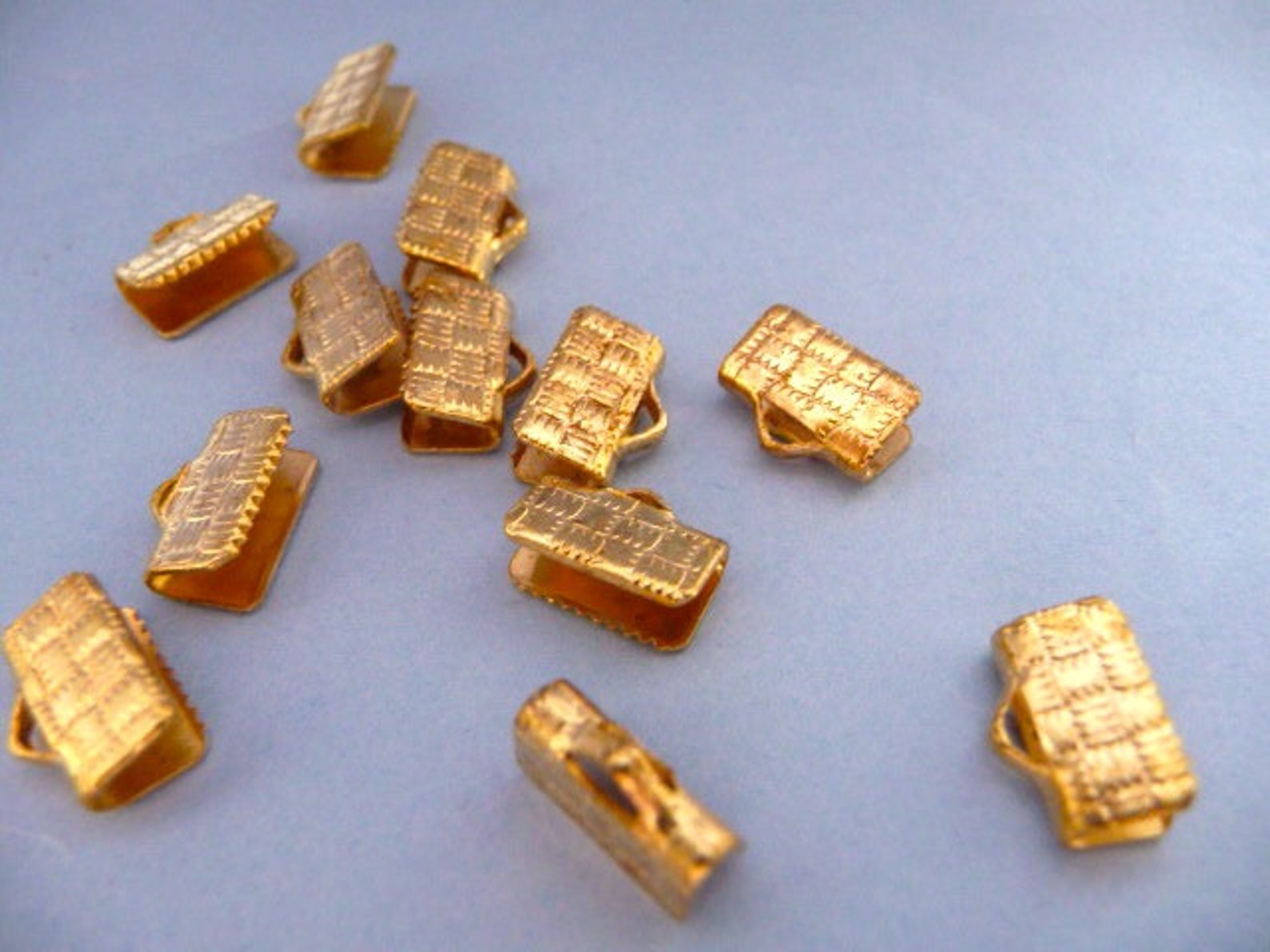 12 End Cap Gold Plated Mesh Chain or Ribbon Cap 9 Mm Chain - Etsy