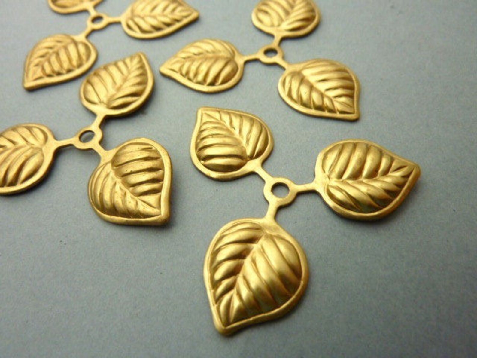 6 Brass Three-leaf Branch Large - Etsy