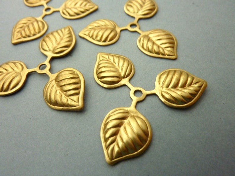 6 Brass Three-leaf Branch Large - Etsy