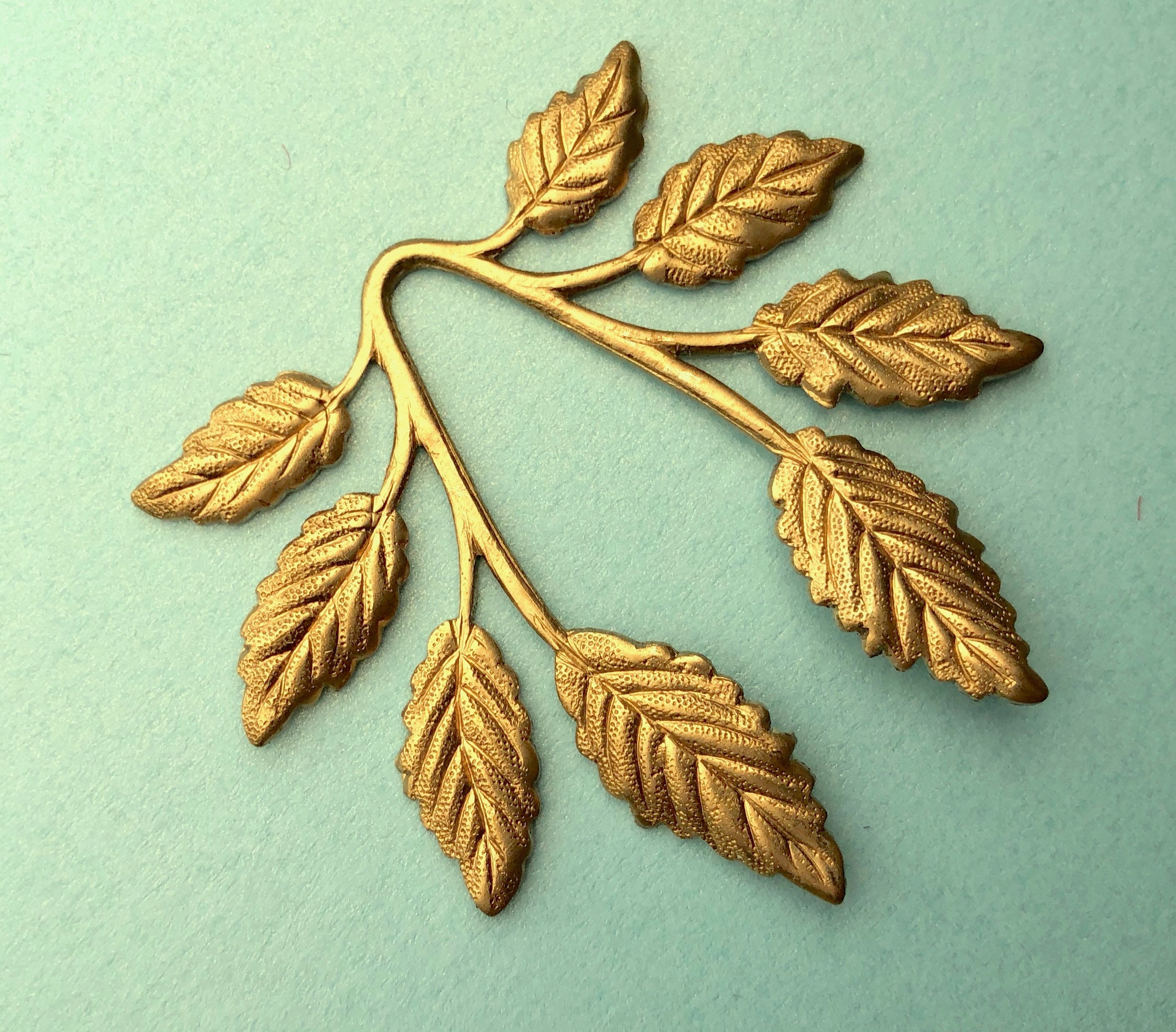 Large Brass Leaf Branch Long Detailed - Etsy