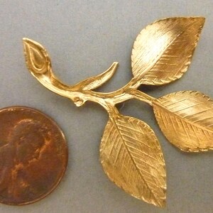 2 Brass Rose Three Leaf Branch Findings - Etsy