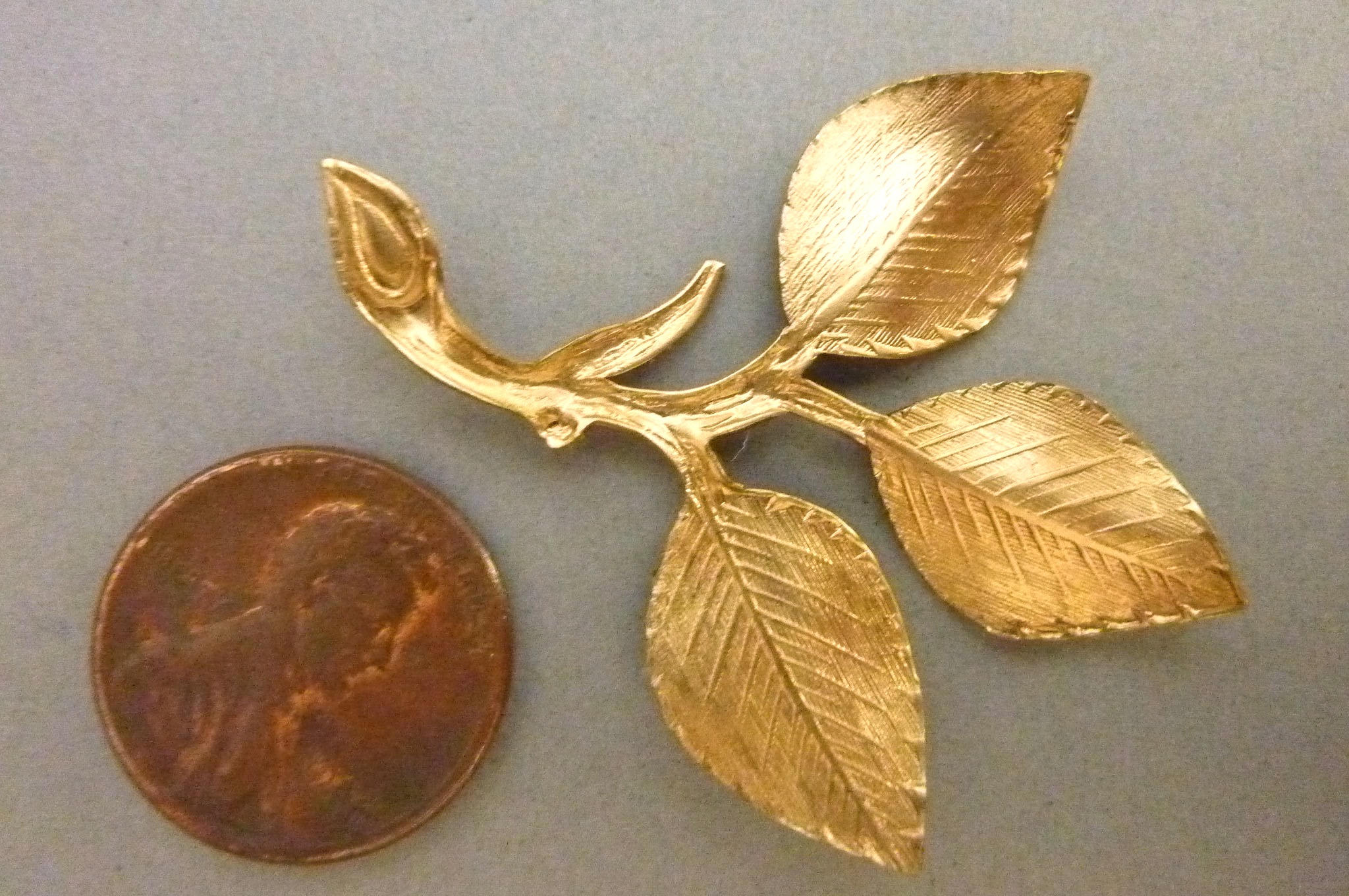 2 Brass Rose Three Leaf Branch Findings - Etsy