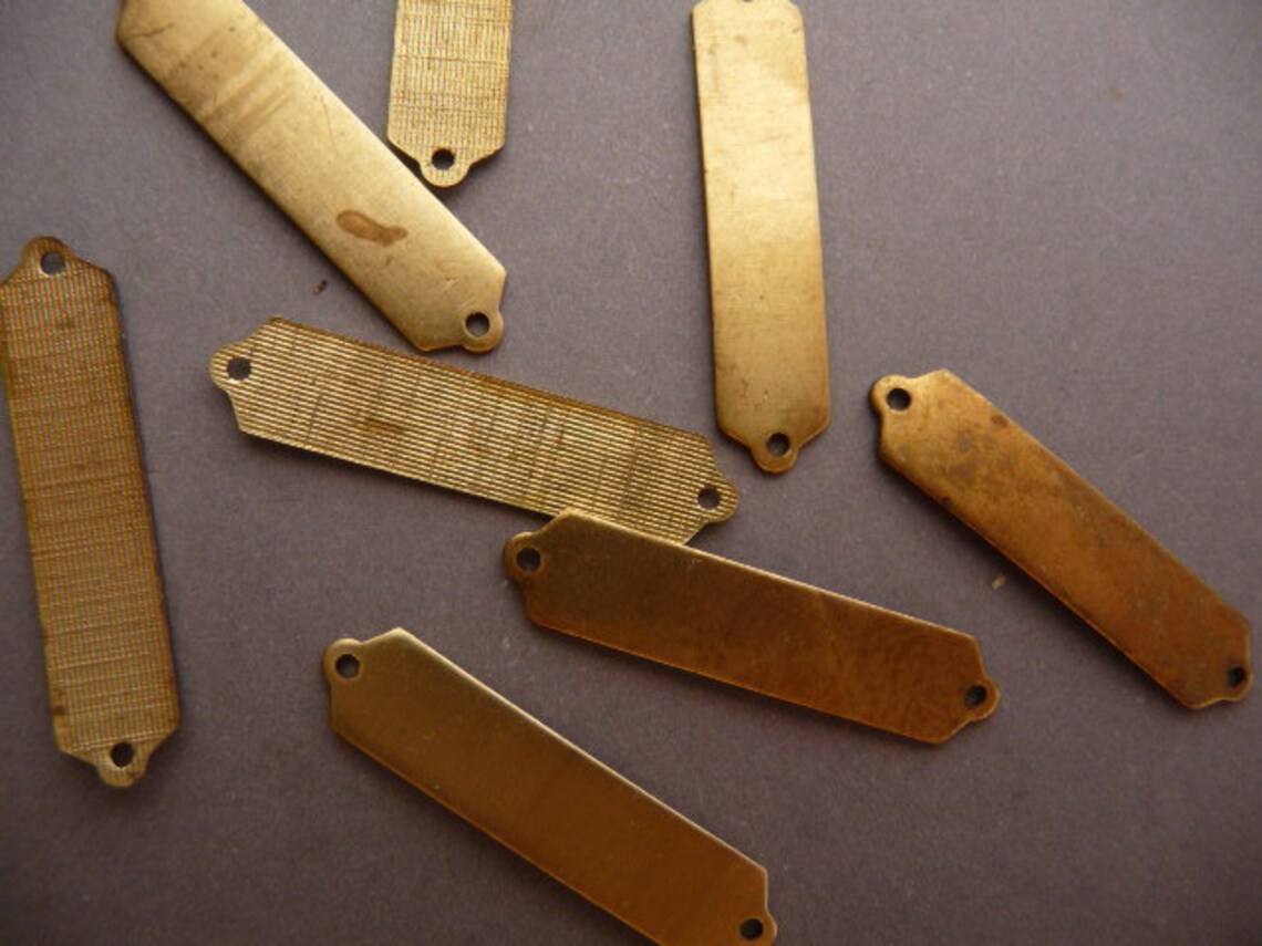 12 Brass Logo Tags - Label or Frame - ID Bracelet - Etsy