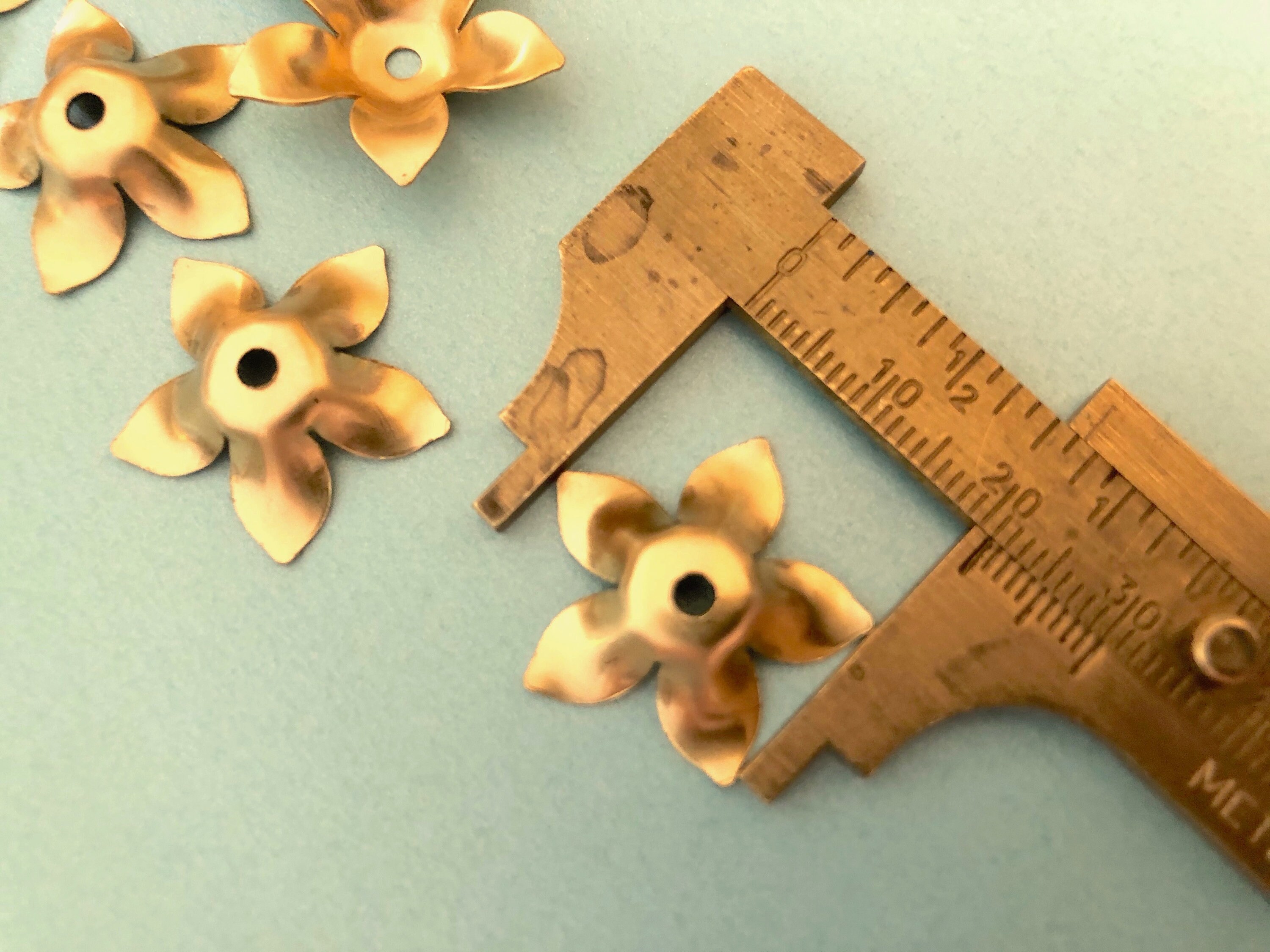 3 Brass Flower Stampings for Rivets or Layering Five Petals | Etsy