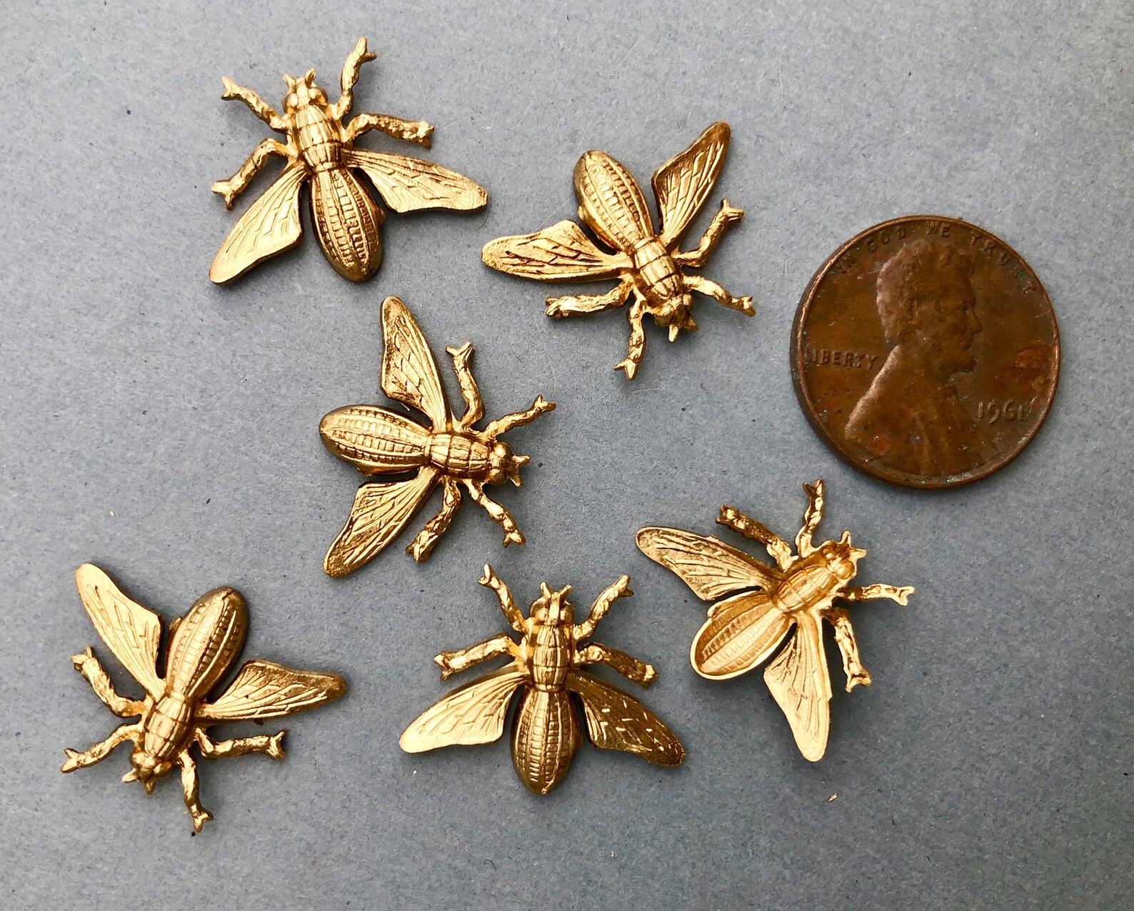 4 Brass Bug Insect Stamping Tiny | Etsy
