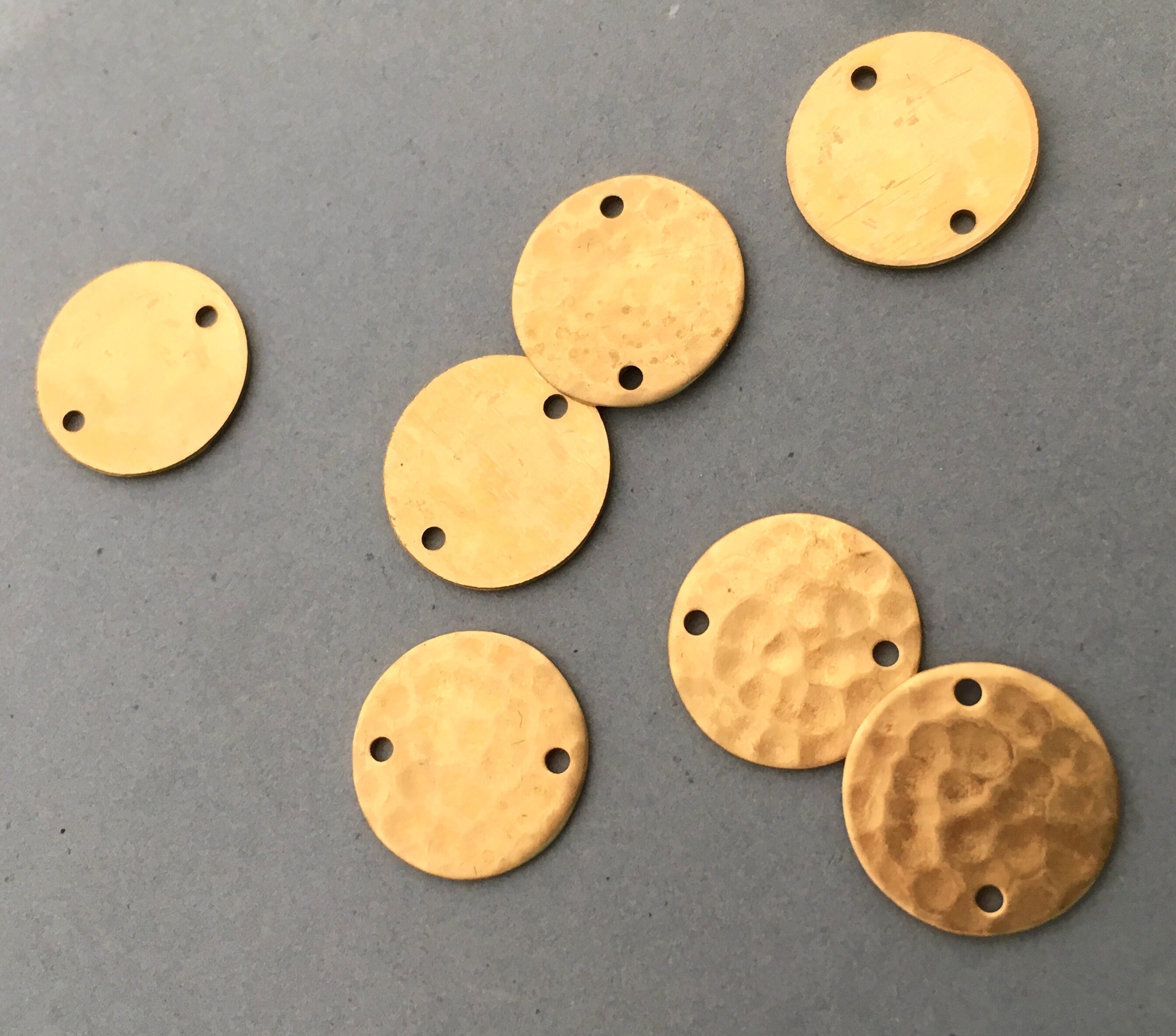 6 Hammered Connectors Round Coin Flat Back | Etsy