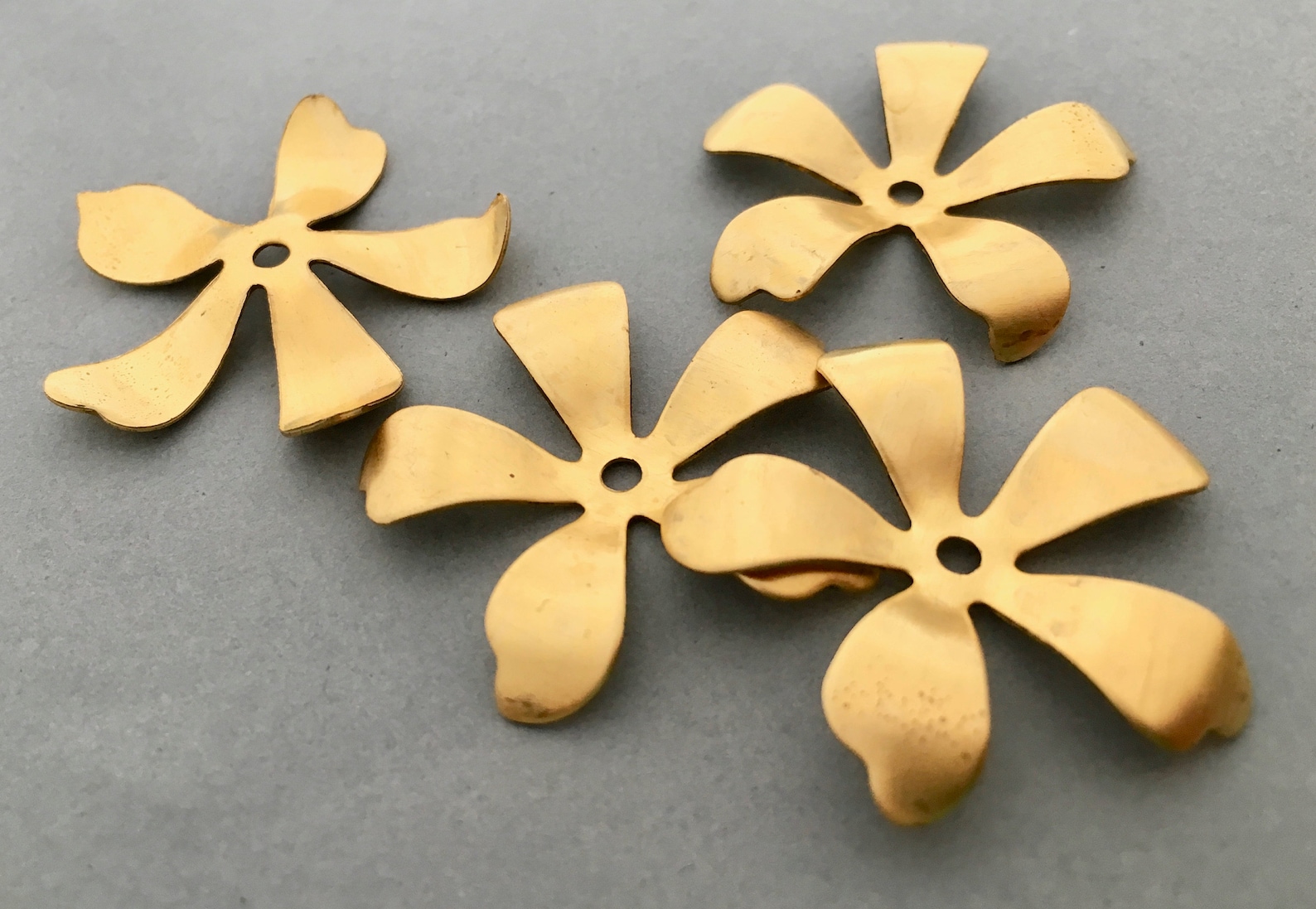 3 Brass Five Petal Flowers for Rivets or Layering | Etsy