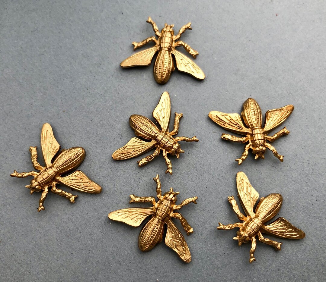 4 Brass Bug Insect Stamping - Tiny - Etsy