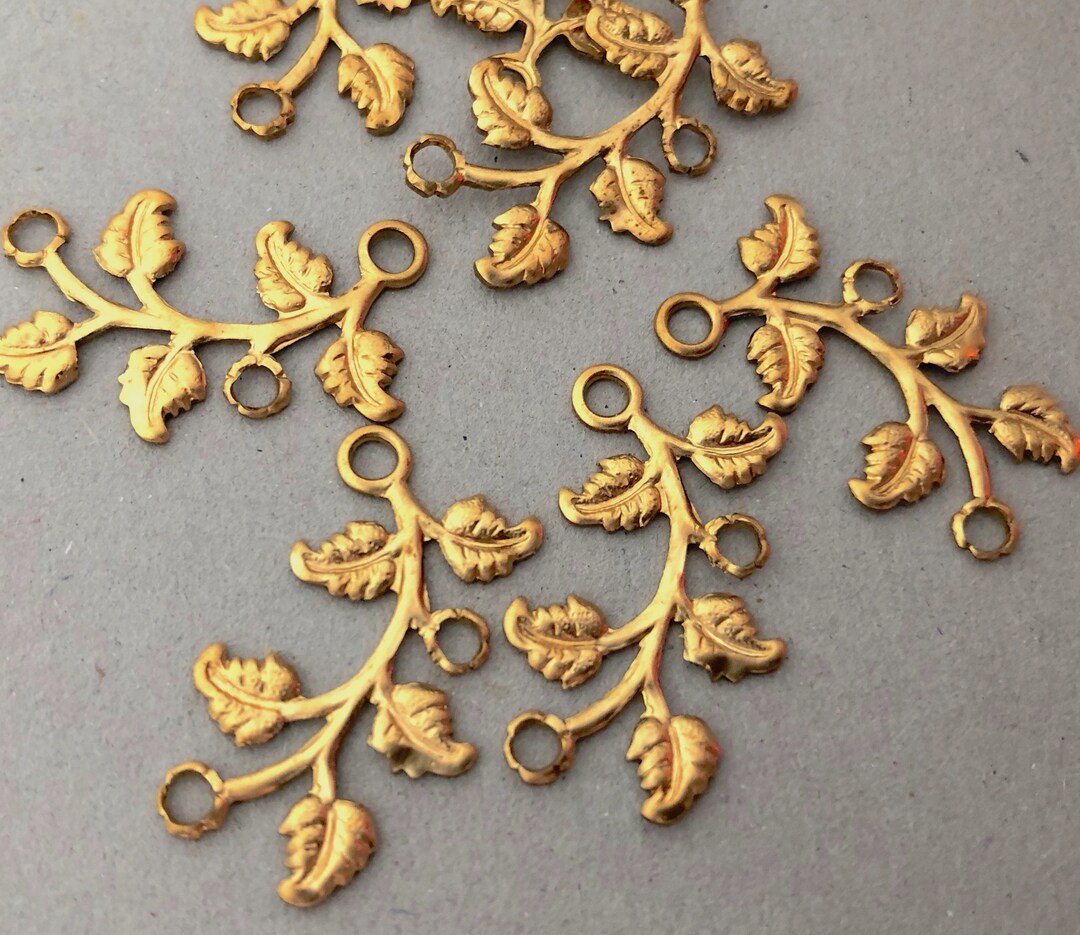 6 Brass Leaf Branch Rivet Findings for Flowers - Etsy