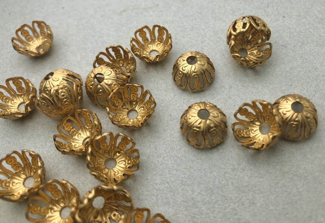 6 Bead Caps - Larger Filigree Vintage Style for 10 Mm Beads - Etsy