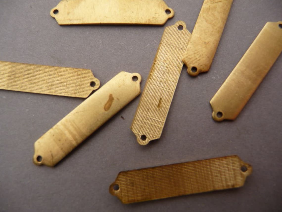 12 Brass Logo Tags - Label or Frame - ID Bracelet - Etsy