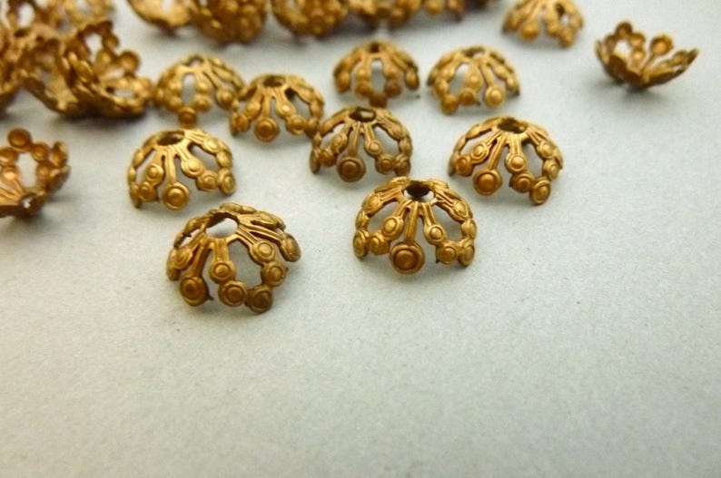 6 Filigree Brass Bead Caps 10 Mm - Etsy