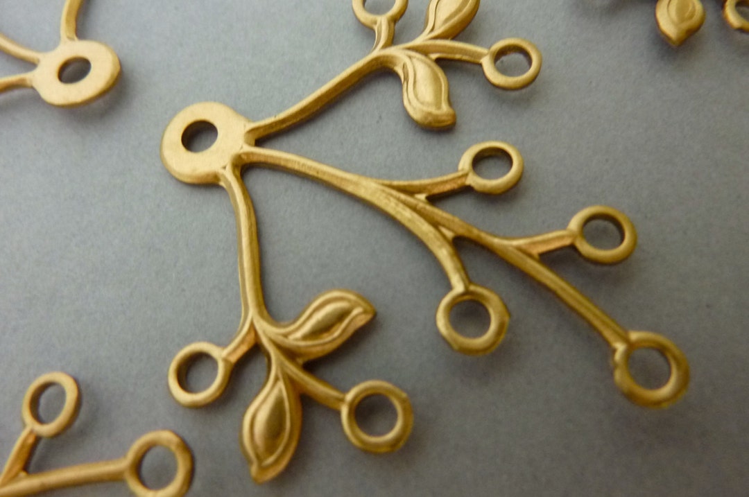 4 Brass Leaf Branch Rivet Findings for Flowers - Etsy