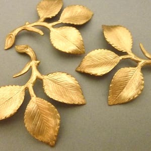 2 Brass Rose Three Leaf Branch Findings - Etsy