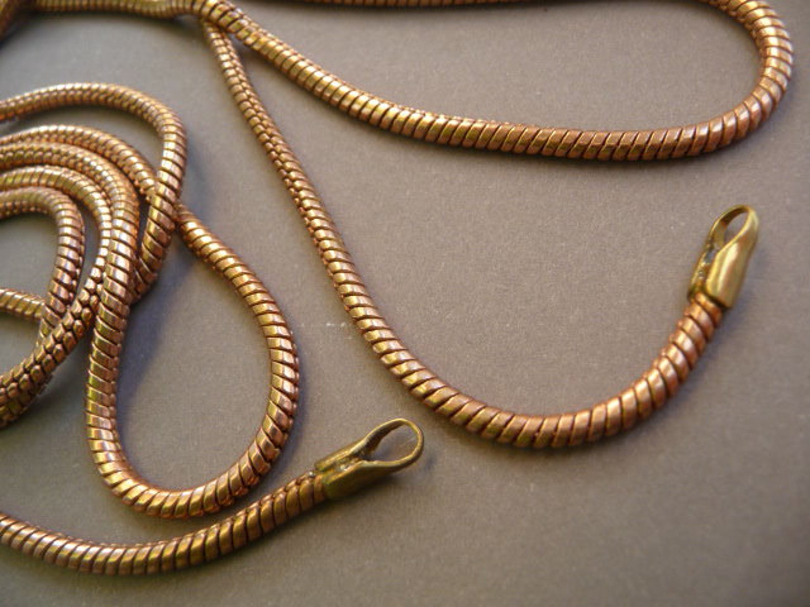 Snake Chain Necklace - Vintage Brass 33 Inches - Etsy