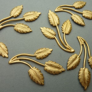 4 Brass Curved Three Leaf Branch - Beautiful Detail - Etsy