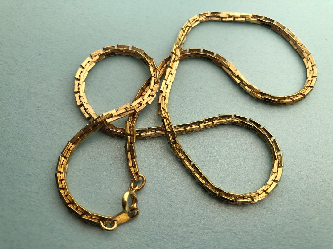 2 Boston Chain Necklaces - Vintage Raw Brass 18 in - Complete With ...