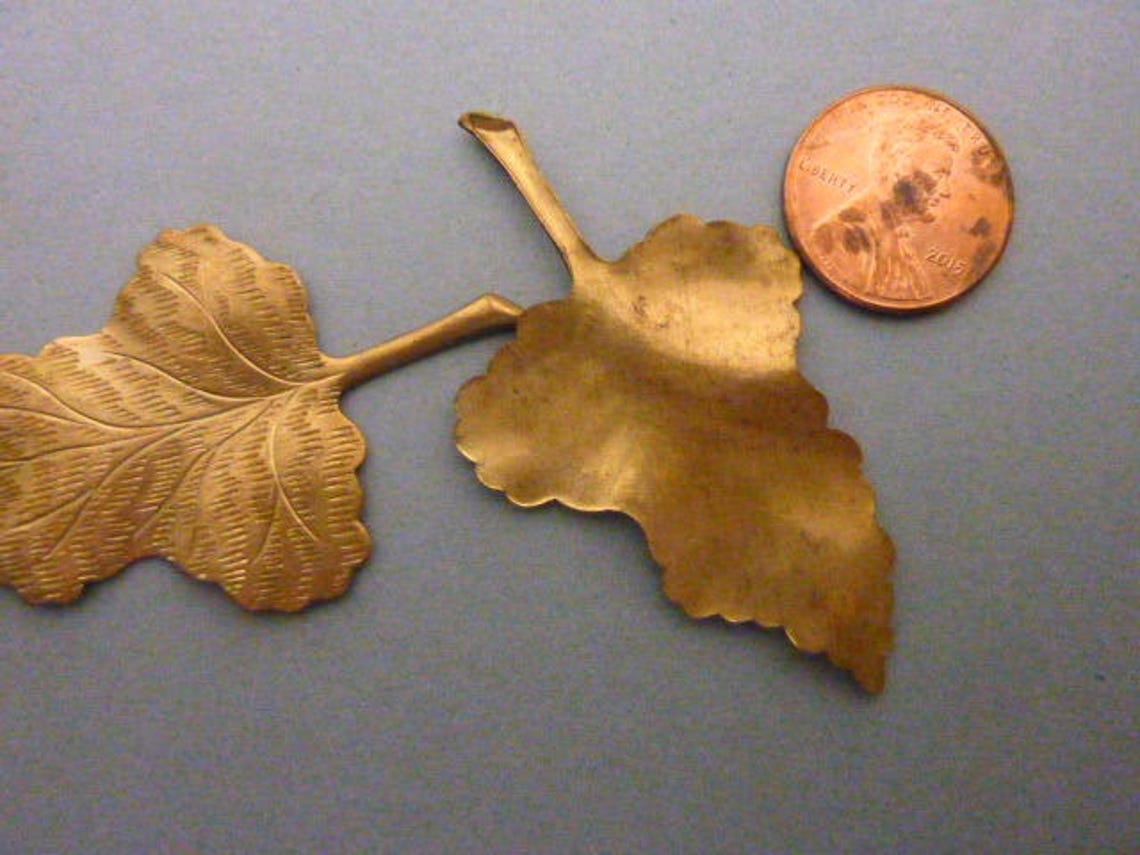 2 Large Brass Detailed Leaves - Etsy