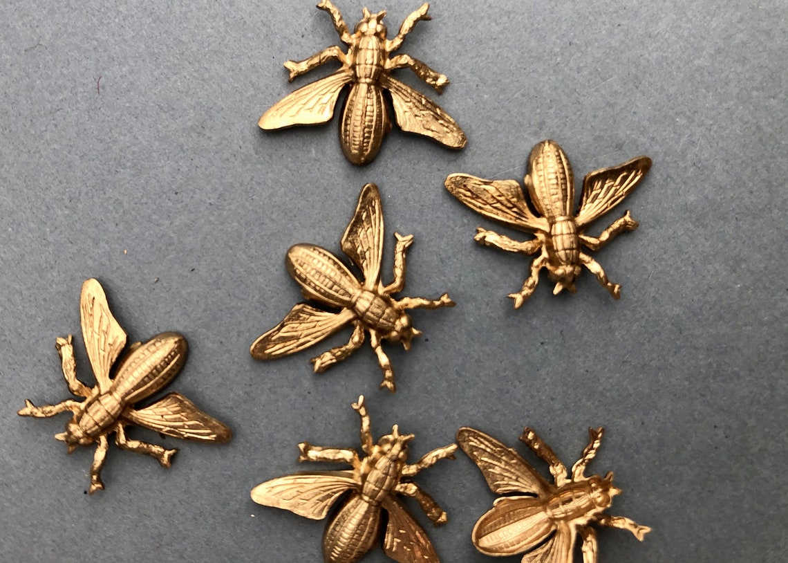 4 Brass Bug Insect Stamping Tiny | Etsy