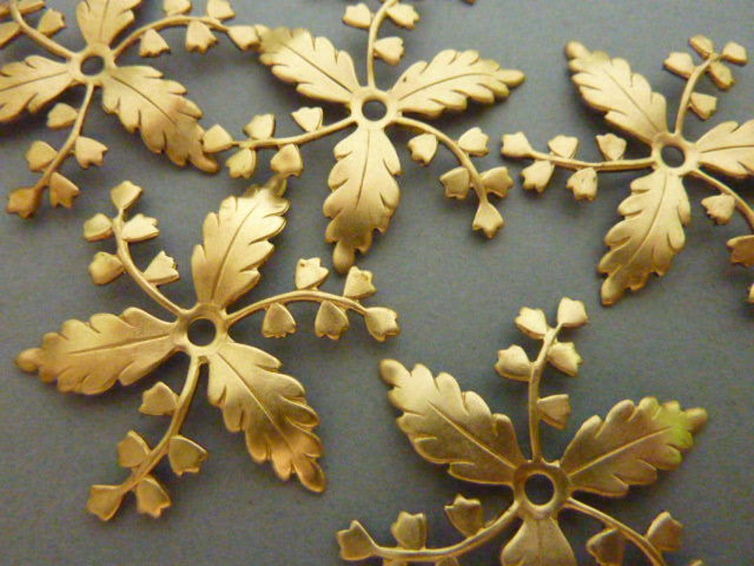 4 Brass Leaf Branch Rivet Findings for Flowers - Etsy