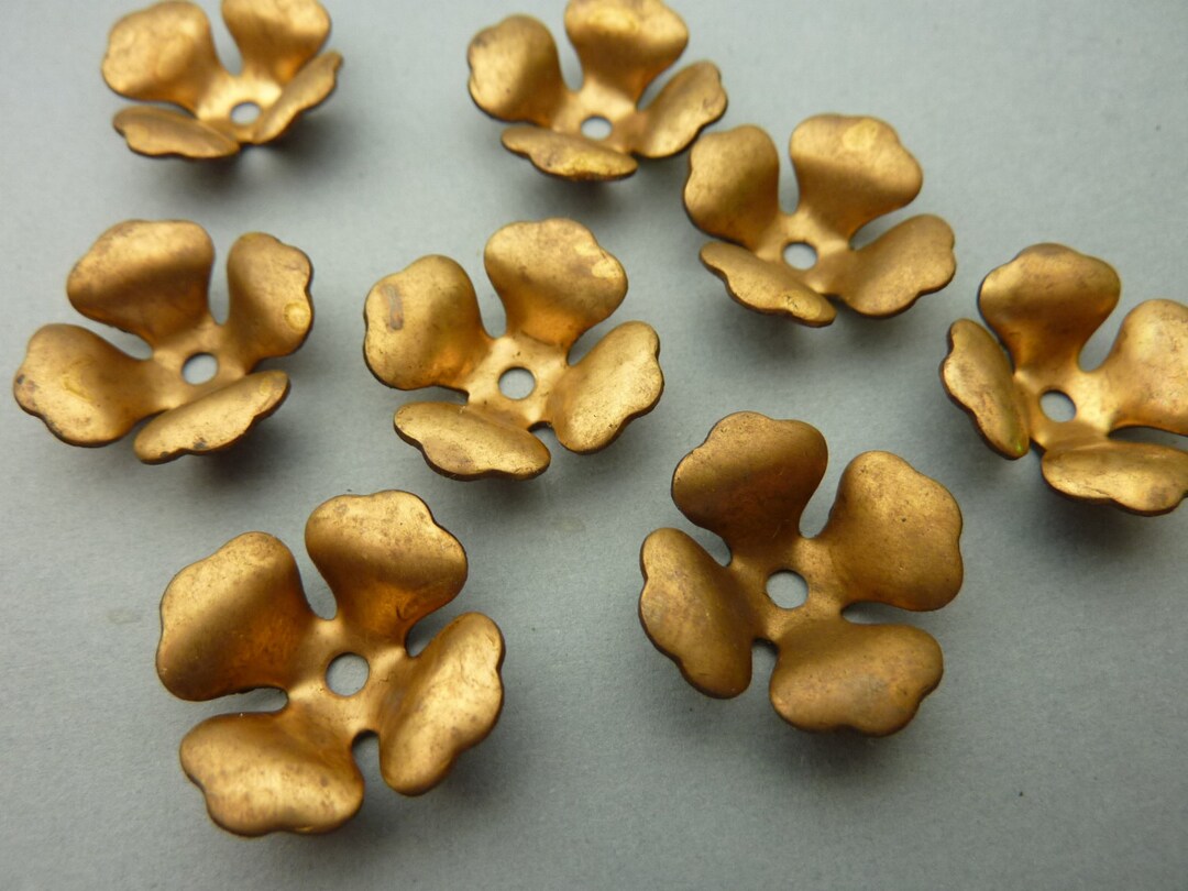 4 Flower Stampings for Rivets Settings - Brass - Etsy