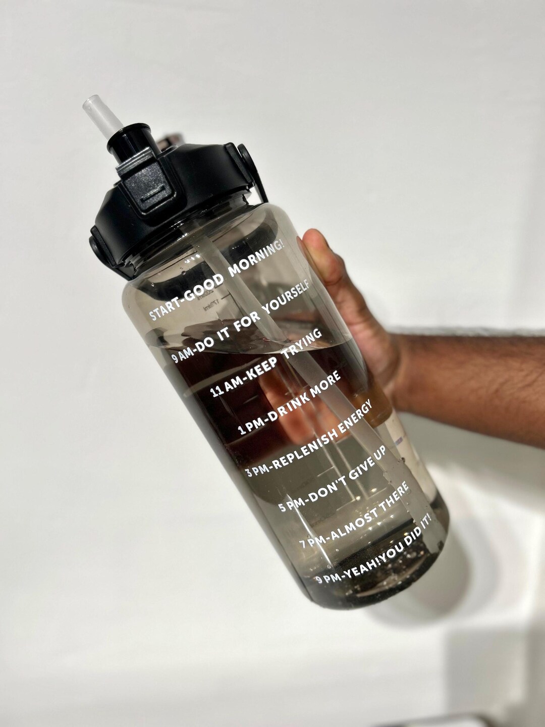 2 Liter Water Bottle With Time Marker & Straw: Leakproof Bpa-free - Etsy