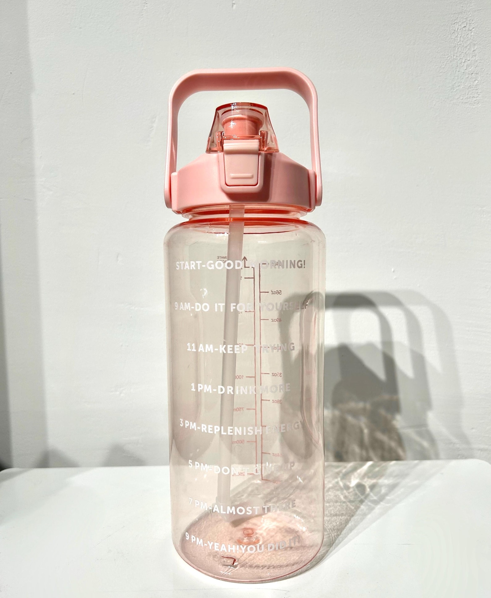 2 Liter Water Bottle With Time Marker & Straw: Leakproof Bpa-free Gym ...
