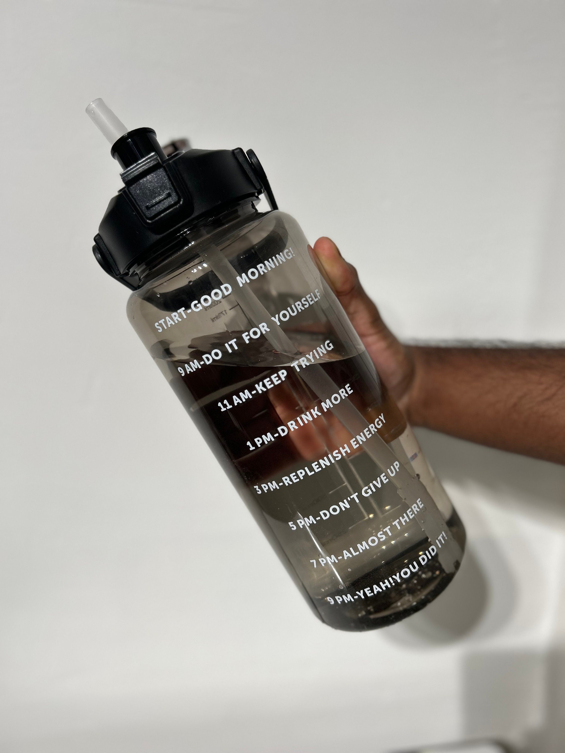 Waterbottles4you 2 Litre Bottle With Time Marker and Straw, Handle ...