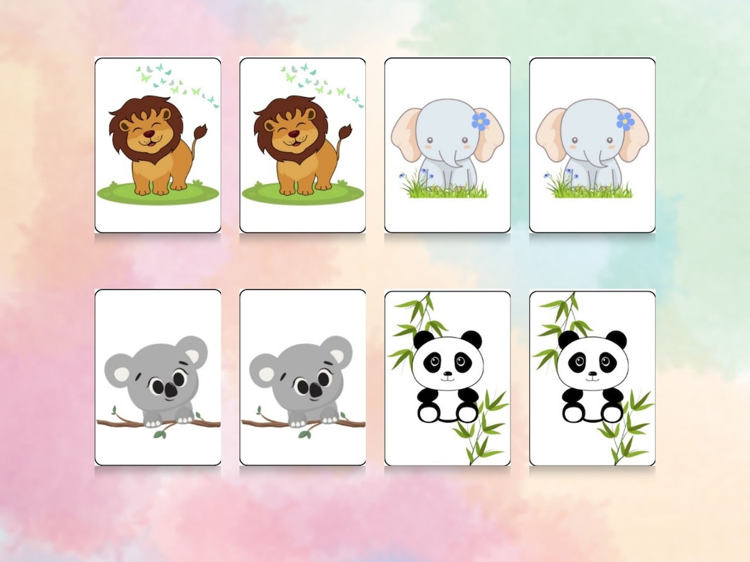 Baby Animal Memory Game; Educational Games for Kids; Playing Cards ...