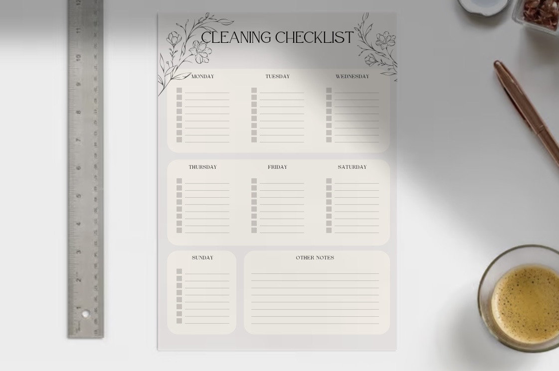 Cleaning Checklist Printable, Cleaning Schedule, Weekly Cleaning ...