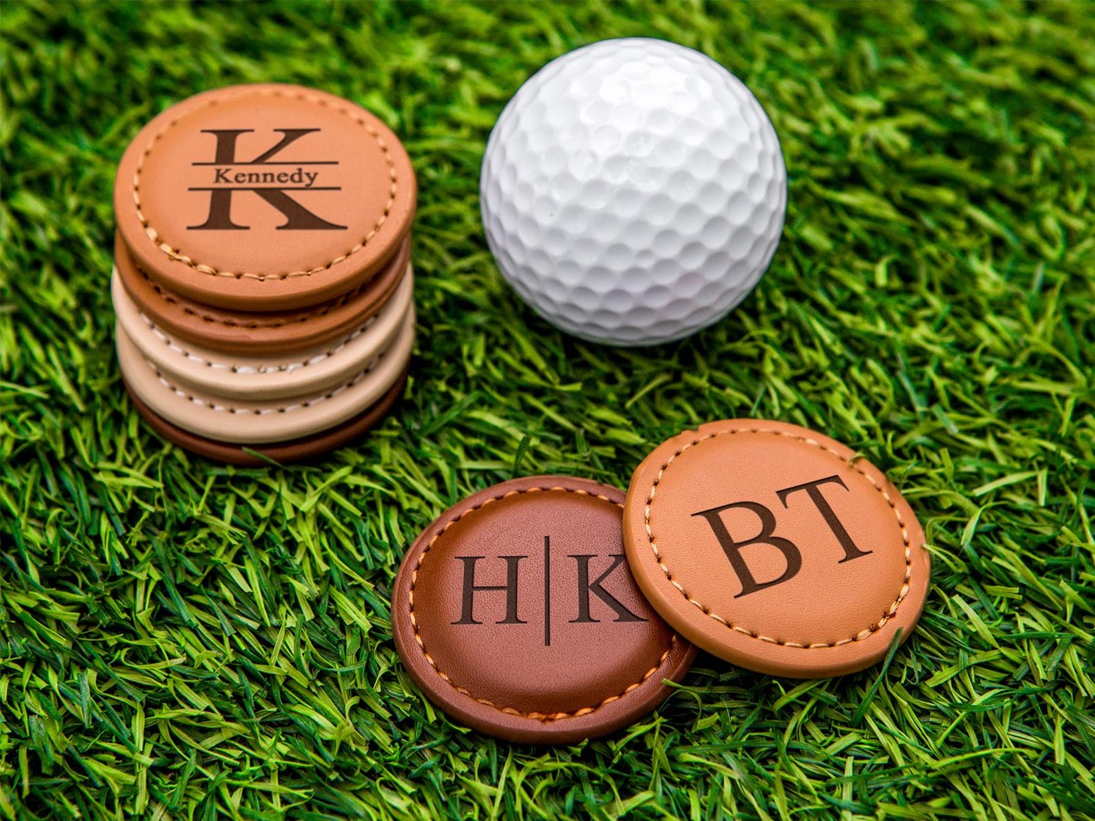 Personalized Leather Golf Ball Marker: Engraved Golf Gift - Etsy