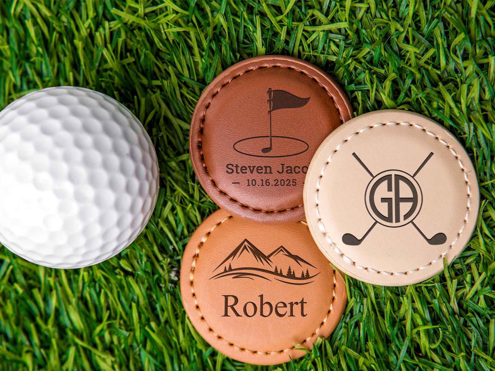 Personalized Leather Golf Ball Marker: Engraved Golf Gift - Etsy