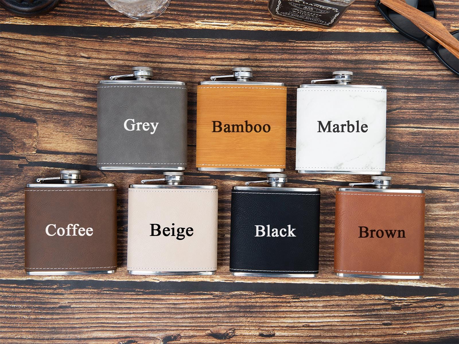 Engraved Leather Flask for Men: Stainless Steel Personalized Hip Flask ...